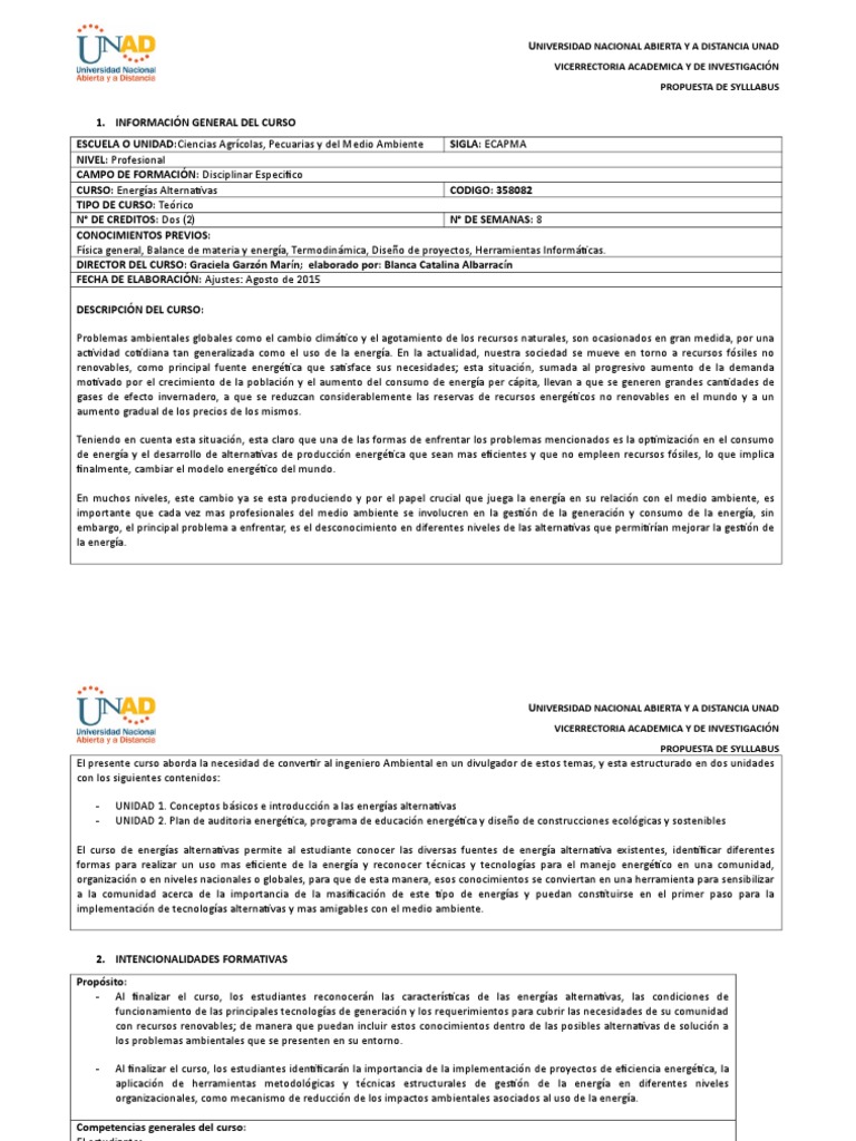 Curso UNAD: Energías Alternativas | PDF | Energía renovable | Uso ...