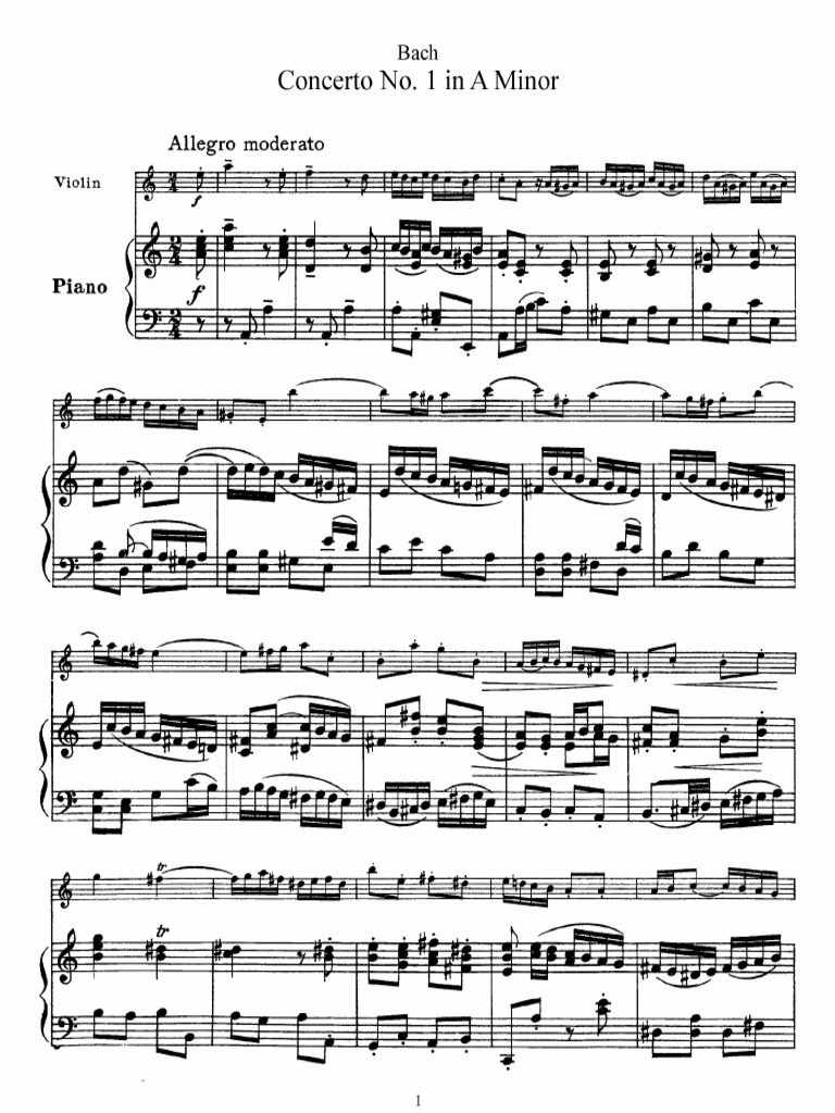 Bach Violin Concert N1 A-Moll (Score For Piano and Violin) | PDF