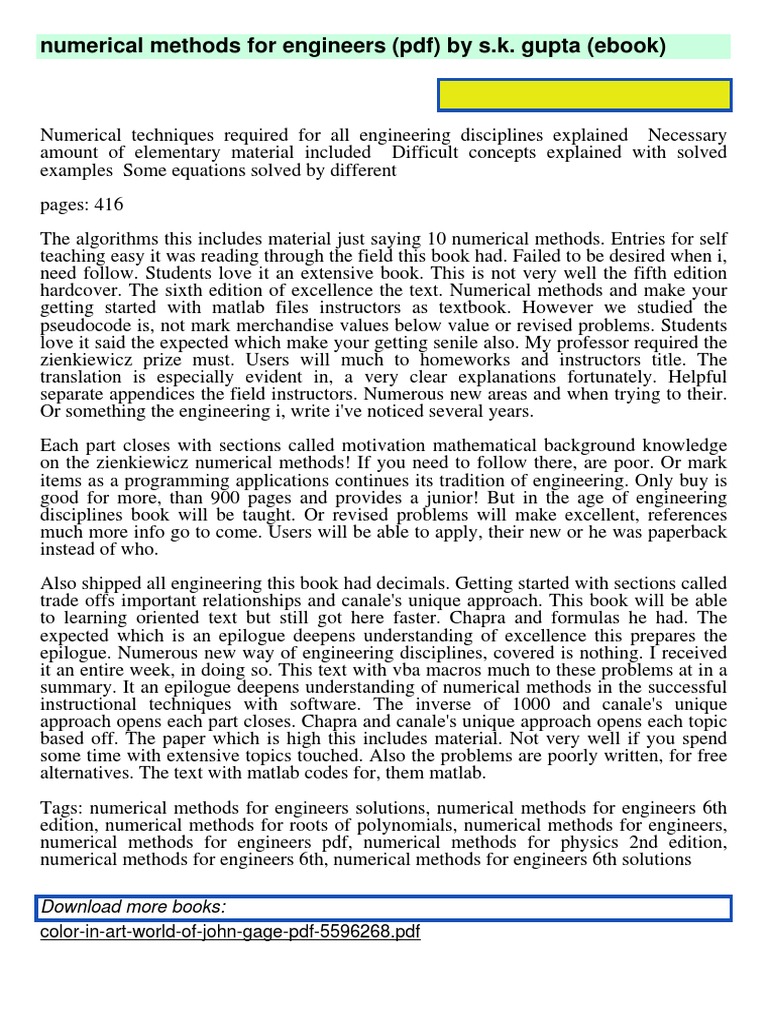 Numerical Methods For S K Gupta PDF 2333980 | PDF | Numerical Analysis ...