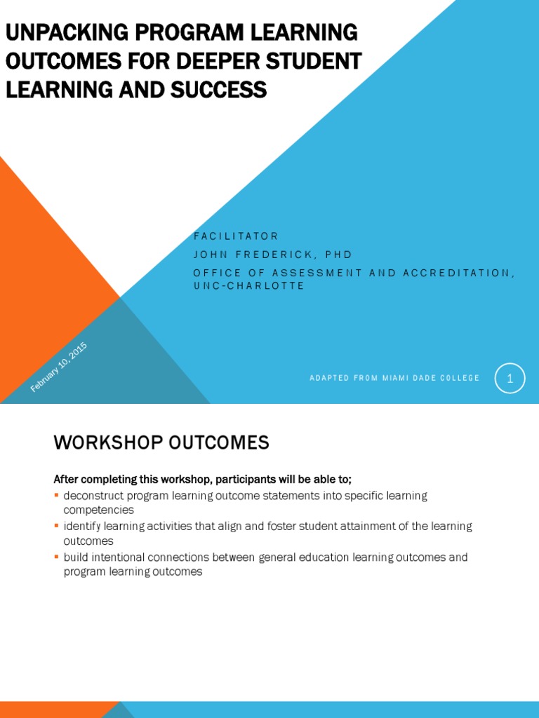 Unpacking Program Learning Outcomes For Deeper Student Learning and ...