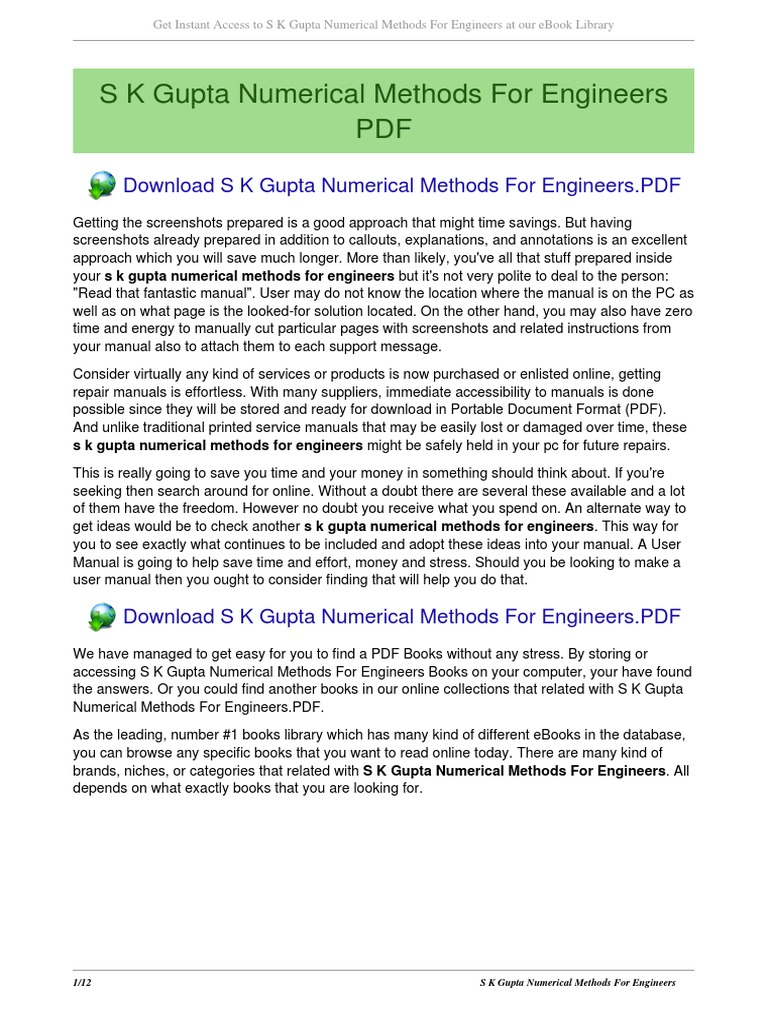 S K Gupta Numerical Methods For Engineers PDF | PDF | E Books | Books