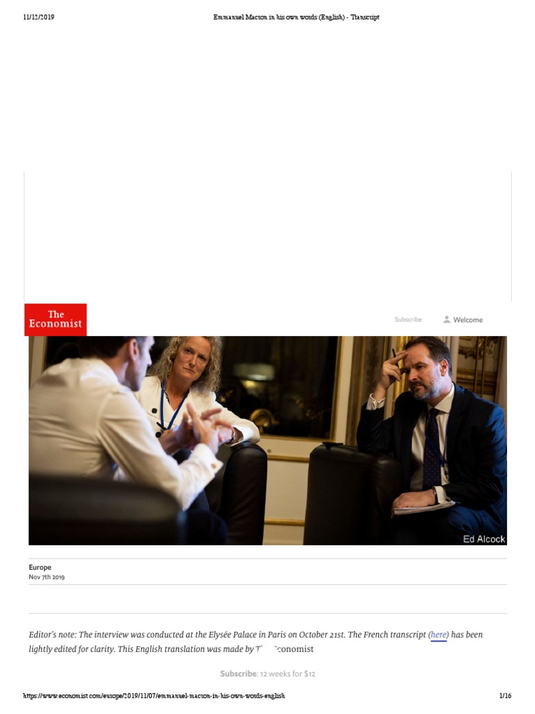 Emmanuel Macron in His Own Words (English) - Transcript | PDF | Nato ...