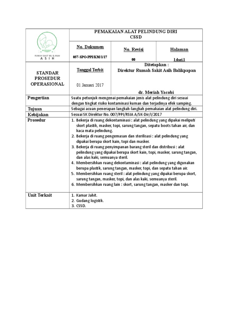STANDAR KESELAMATAN KERJA DI CSSD | PDF