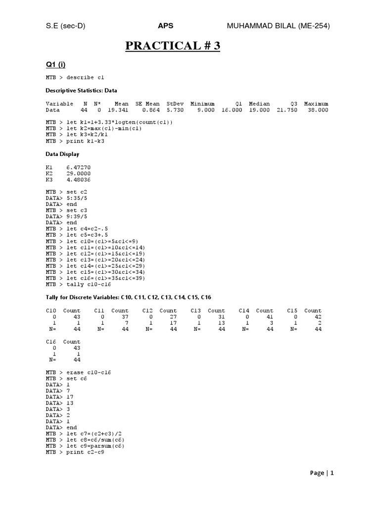 Minitab Manual 04 | PDF | Descriptive Statistics | Data Analysis