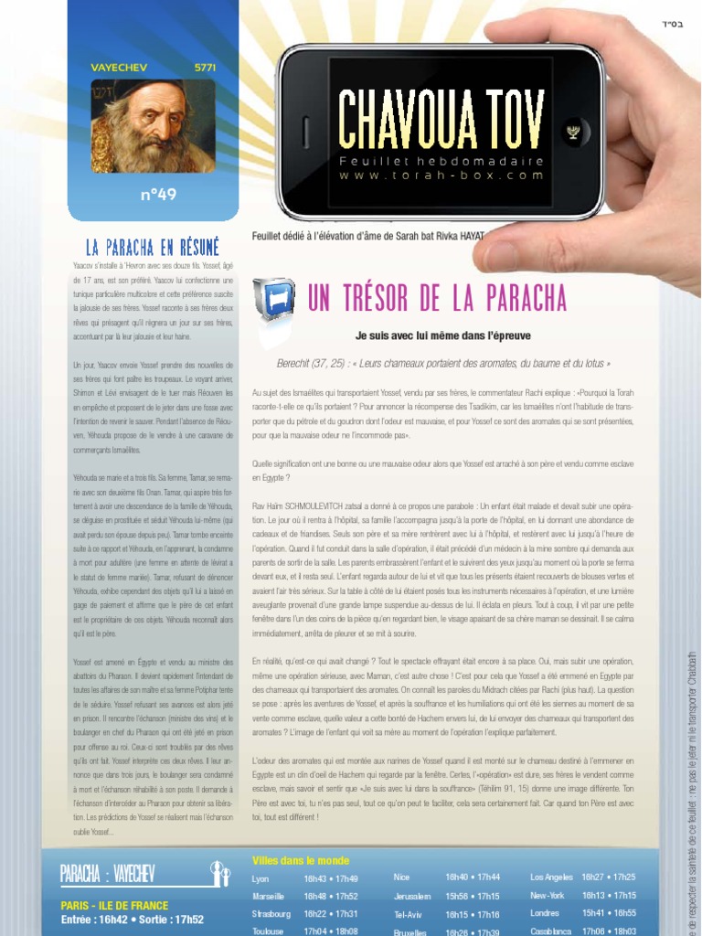 VAYECHEV 5771: La Paracha Avec Torah-Box ! | PDF | Synagogue | Judaïsme ...
