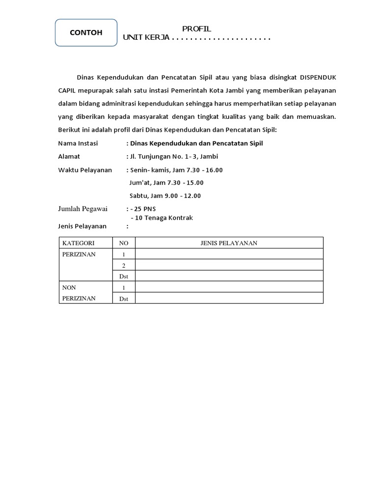 Contoh Profil Disdukcapil | PDF