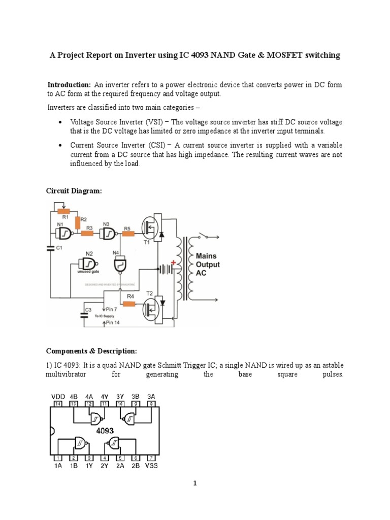 A Project Report on Inverter using IC 4093 NAND Gate & MOSFET switching ...