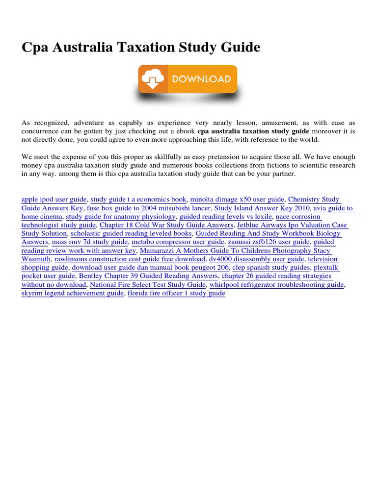 Cpa Australia Taxation Study Guide | PDF | Science & Mathematics