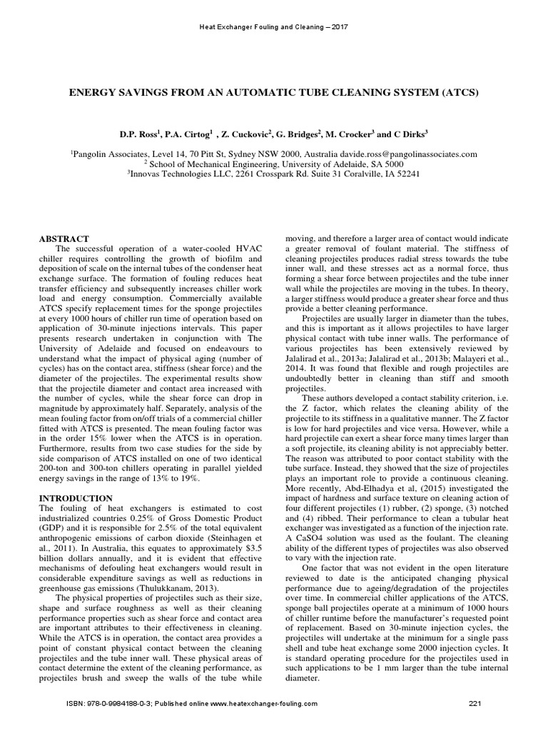 Tube Cleaning System | PDF | Heat Exchanger | Greenhouse Gas