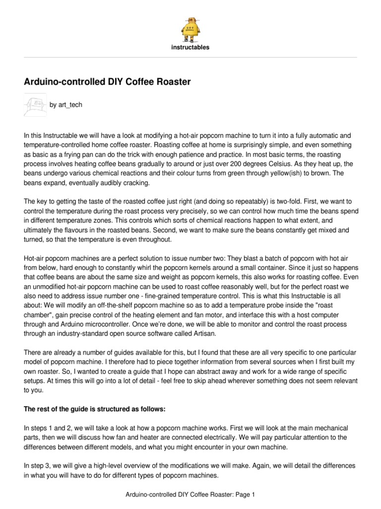 Arduino Controlled DIY Coffee Roaster PDF | PDF | Rectifier | Printed ...