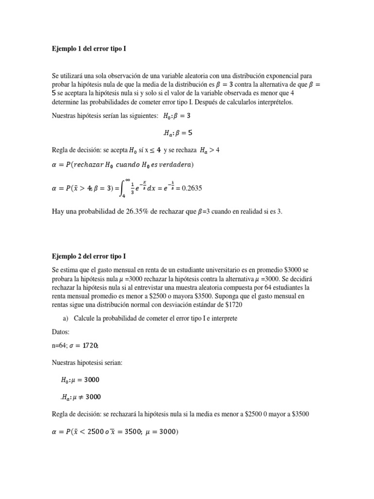 Parte 3 Ejemplos | PDF | Errores tipo I y tipo Ii | Media