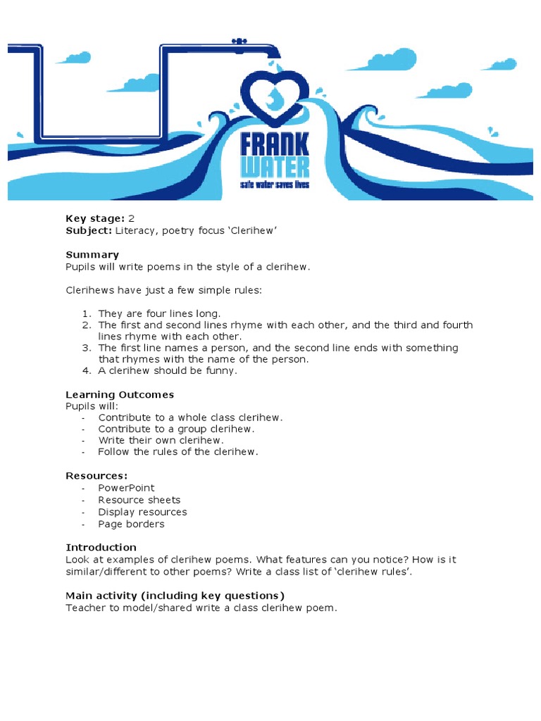 Clerihew Poetry Lesson Plan for Kids | PDF