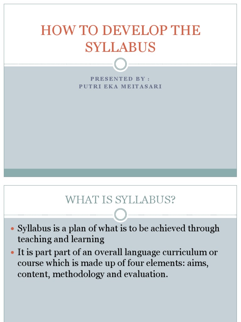 How To Develop The Syllabus | PDF | Educational Assessment | Lecture