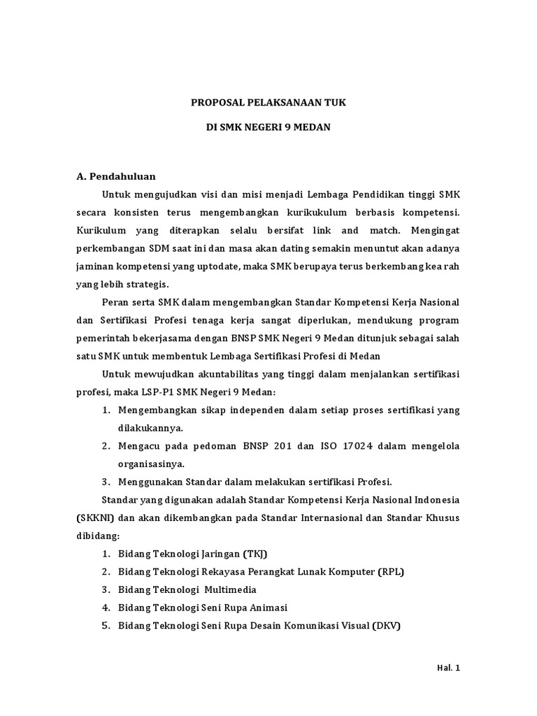 Proposal Pelaksanaan Tuk LSP Medan | PDF | Teknologi & Rekayasa