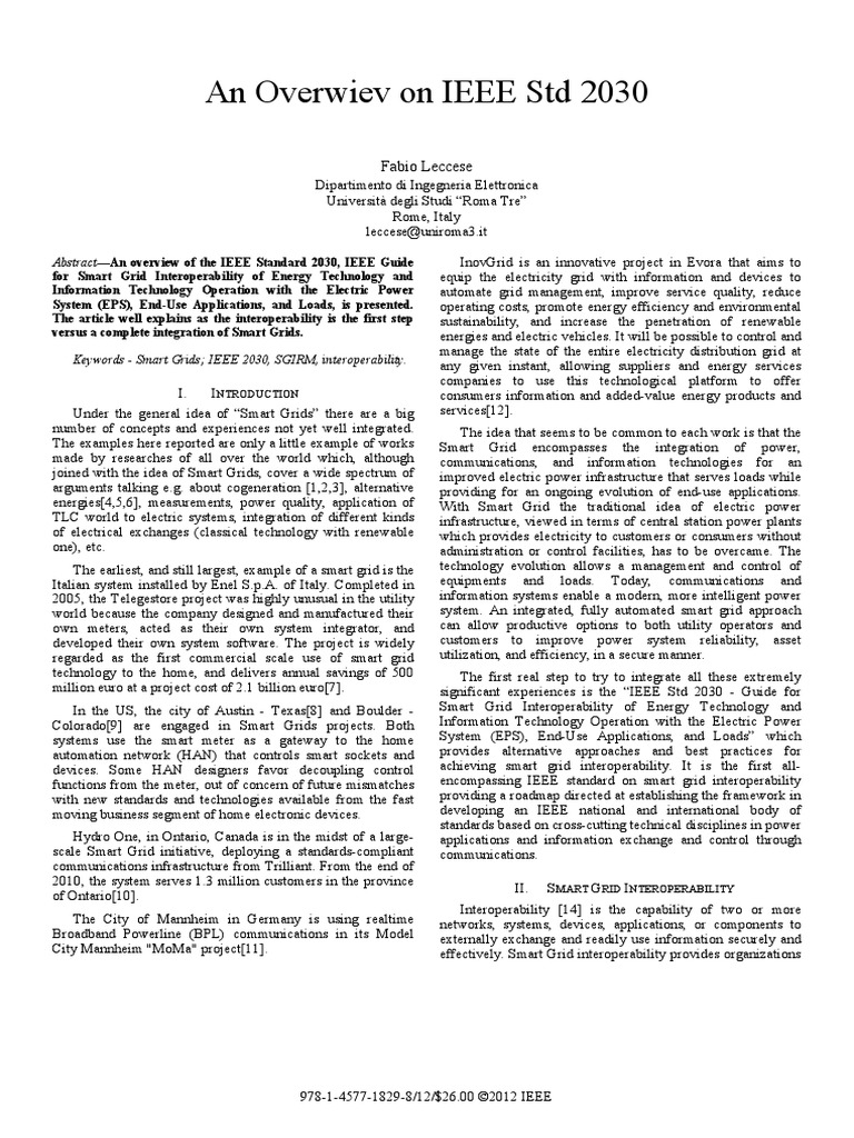 An Overwiev On IEEE STD 2030 PDF | PDF | Smart Grid | Osi Model