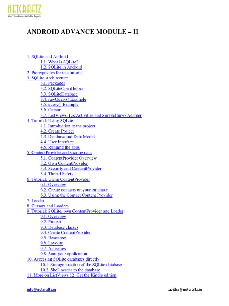 Android Advance Module - Ii: Info@netcraftz - in | PDF