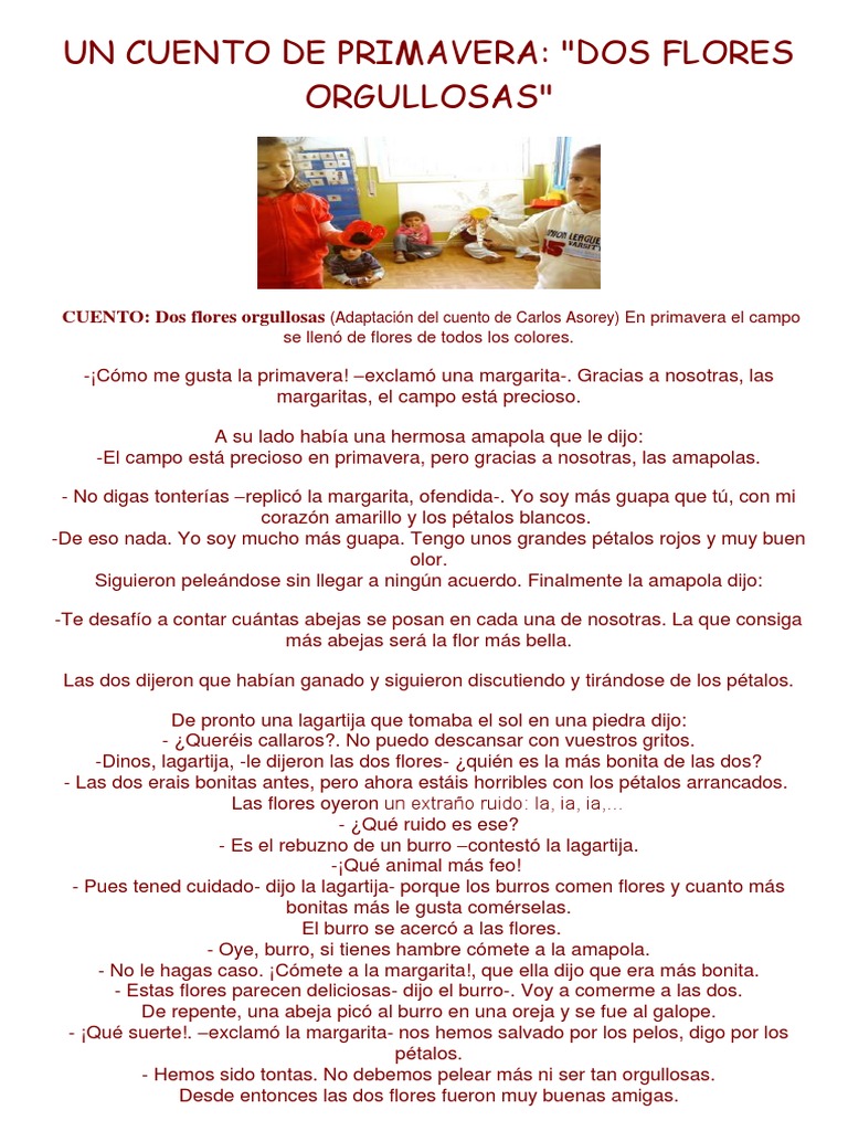 Cuento de Primavera: Dos Flores Orgullosas | PDF | Flores