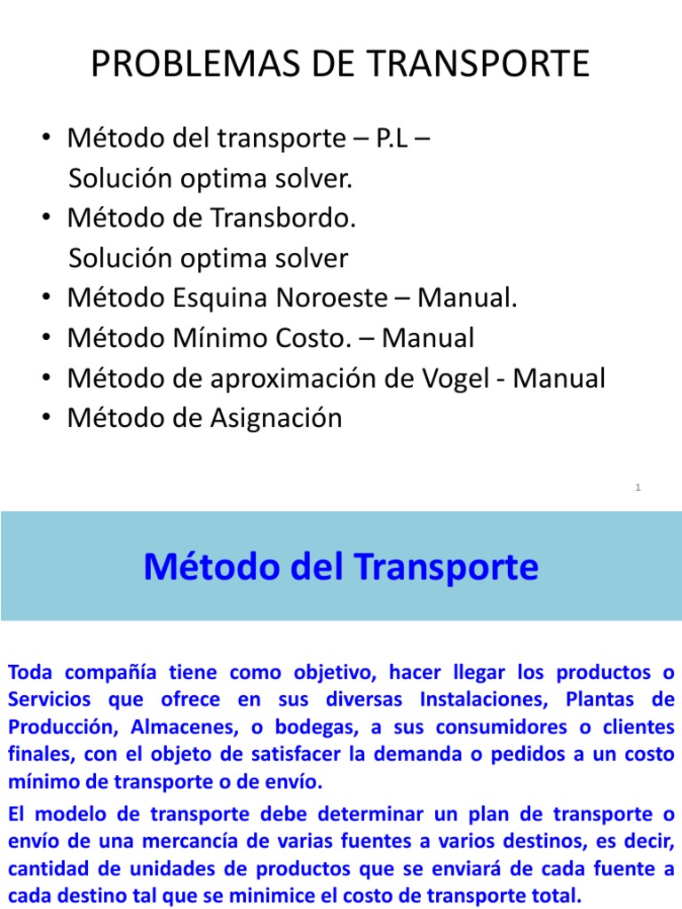 1.clase Metodo Del Transporte | PDF | Transporte | Oferta (economía)