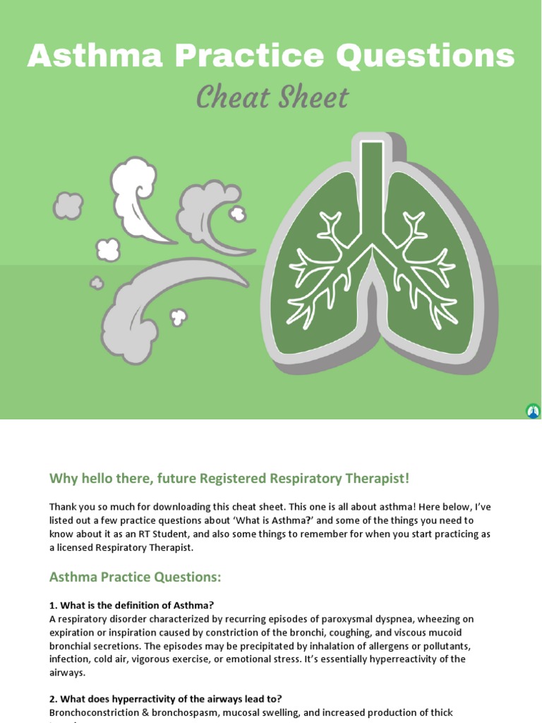 Asthma Cheat Sheet | PDF | Asthma | Respiratory Tract