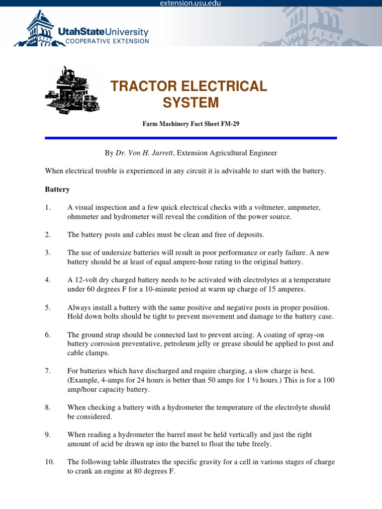 Tractor Electrical System Guide | PDF | Switch | Engines