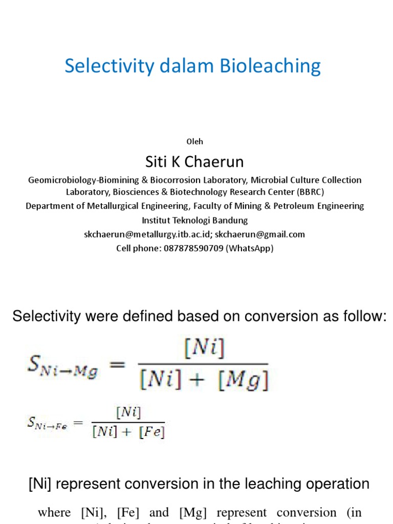 Optimizing Selectivity in Bioleaching of Nickel Ore Through Control of ...