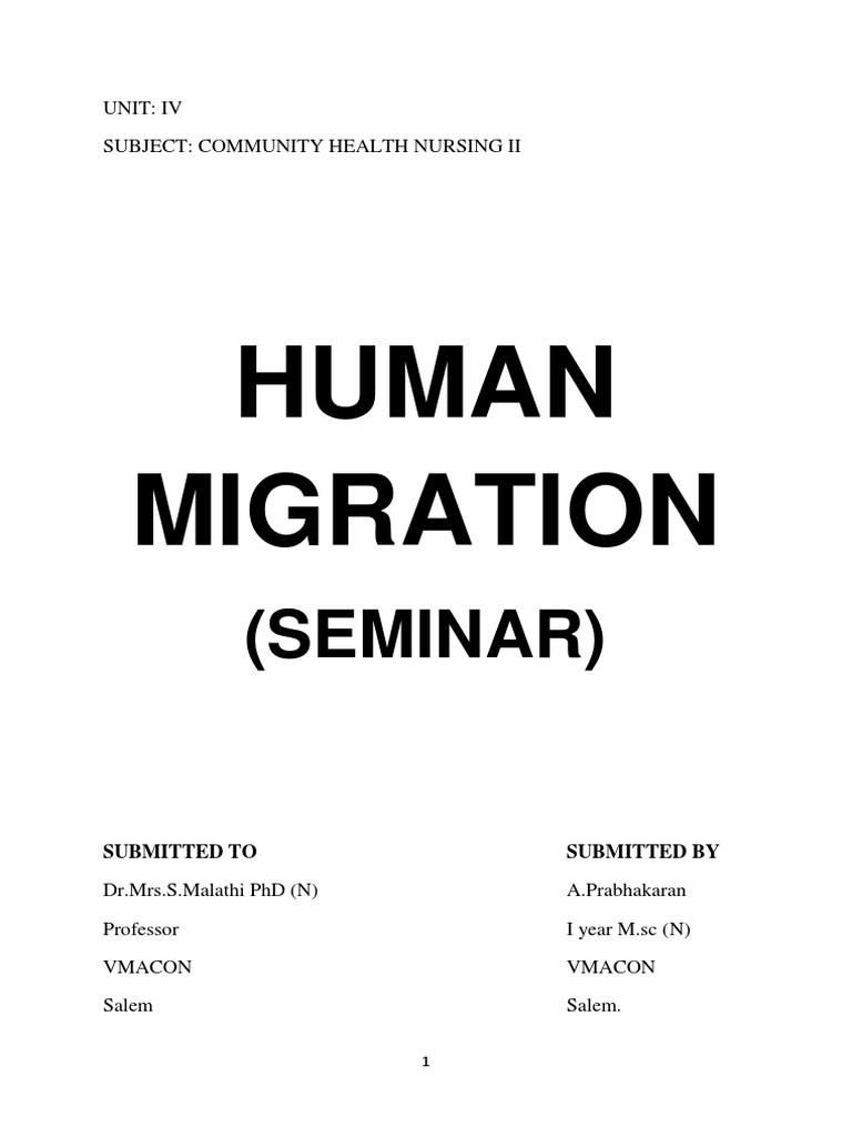 Human Migration: (Seminar) | PDF | Human Migration | Immigration