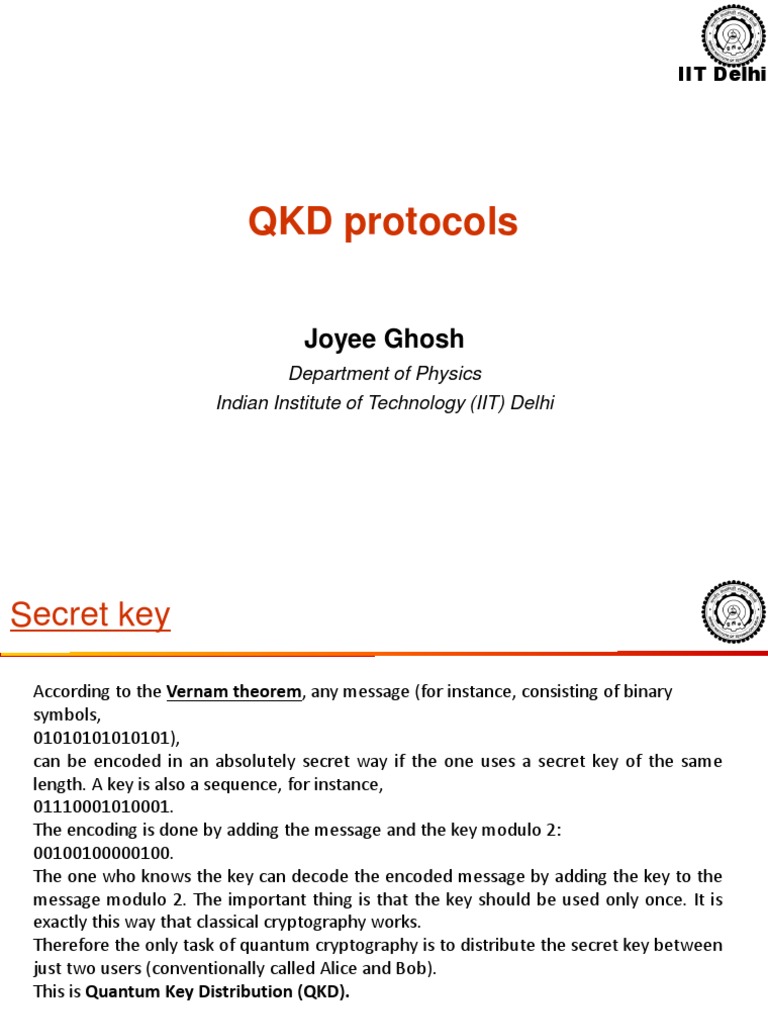 QKD Protocols: Joyee Ghosh | PDF | Natural Philosophy | Quantum Mechanics