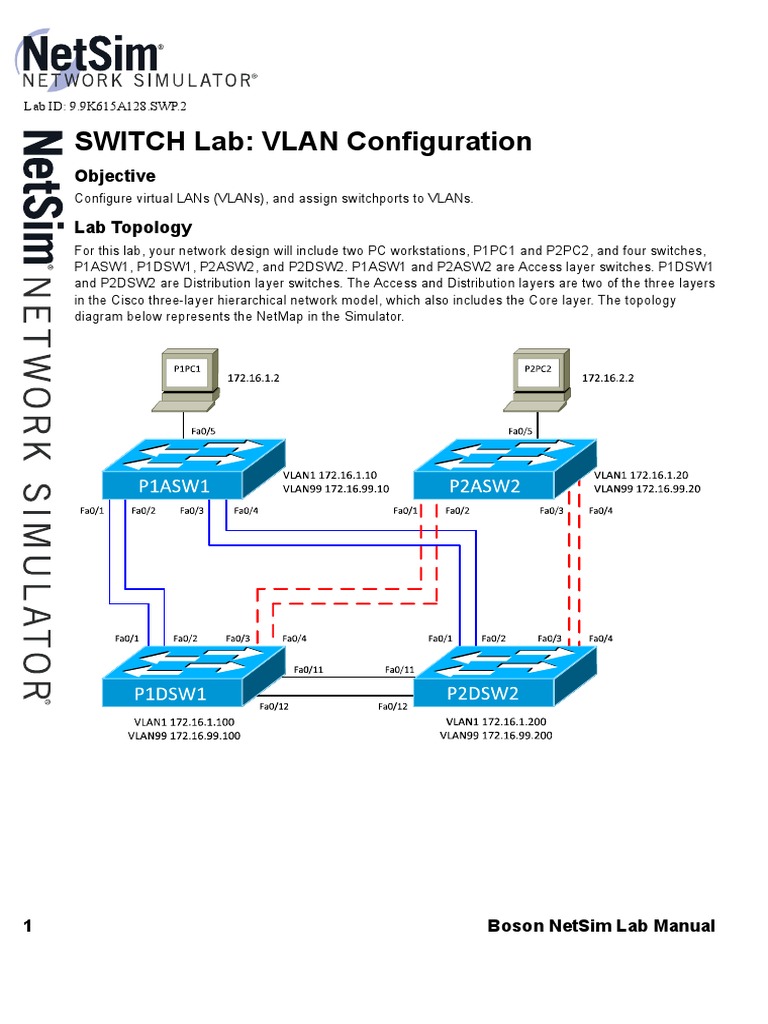SWITCH Lab: VLAN Configuration: Objective | PDF | Network Switch | Computer Network