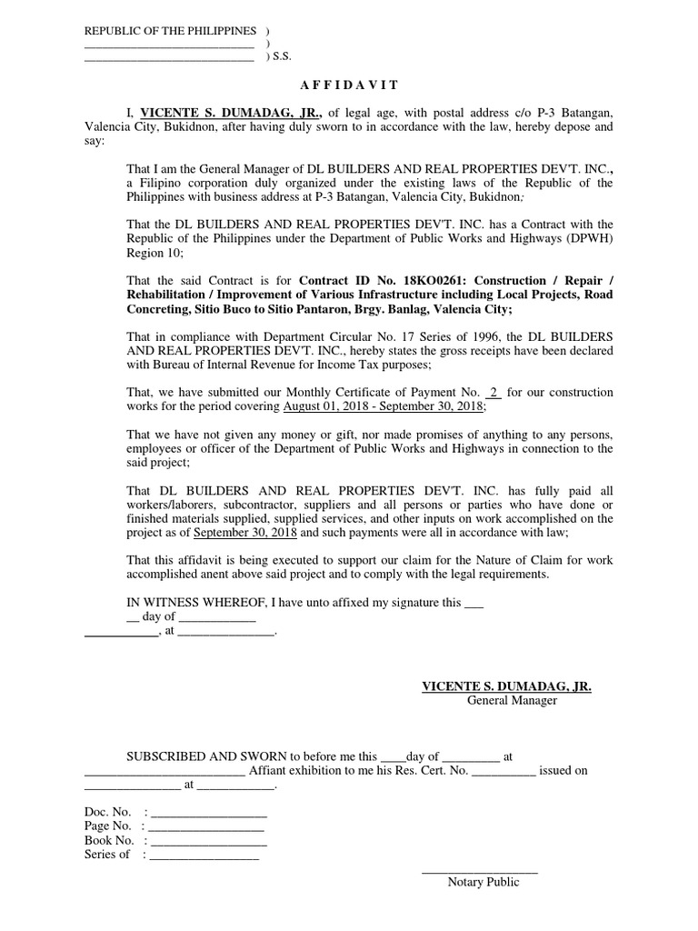 Affidavit | PDF | Affidavit | Taxation