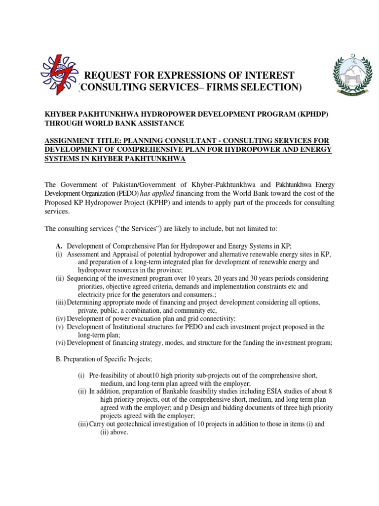 Request For Expressions of Interest (Consulting Services - Firms Selection) | PDF ...