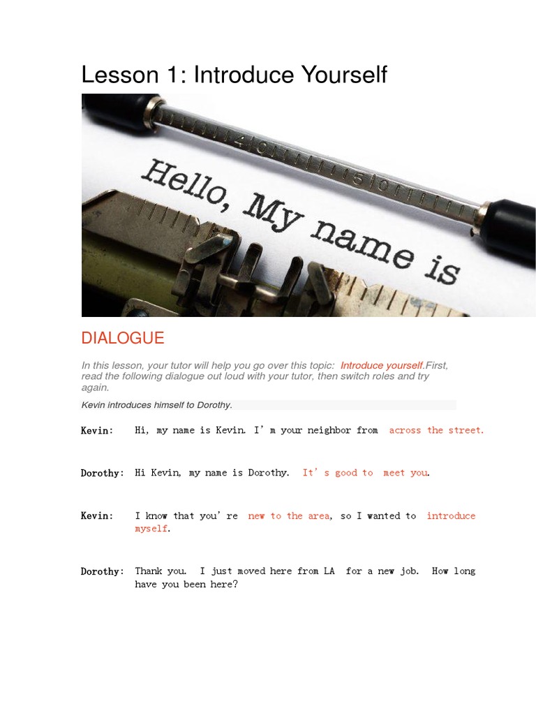 Lesson 1 Introduce Yourself | PDF | Vocabulary | Learning