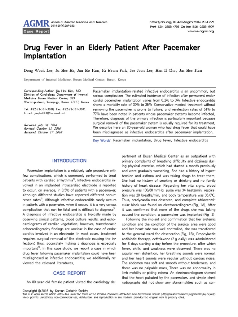 Drug Fever in An Elderly Patient After Pacemaker Implantation | PDF ...