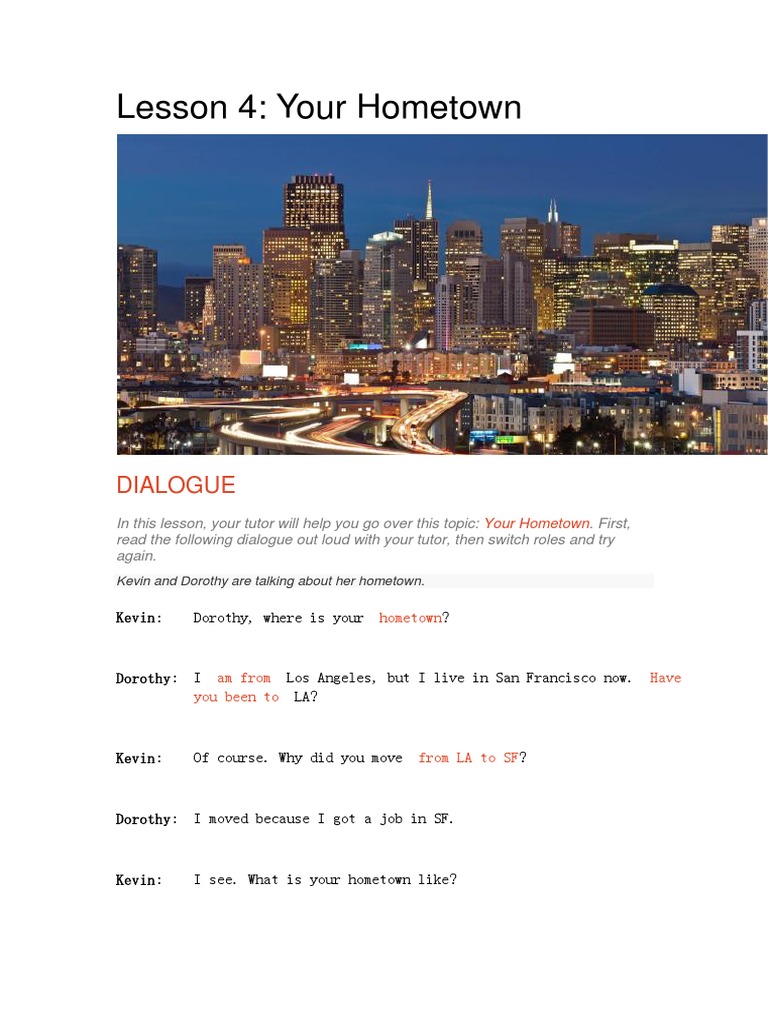Lesson 4 Your Hometown | Download Free PDF | Vocabulary | Morphology