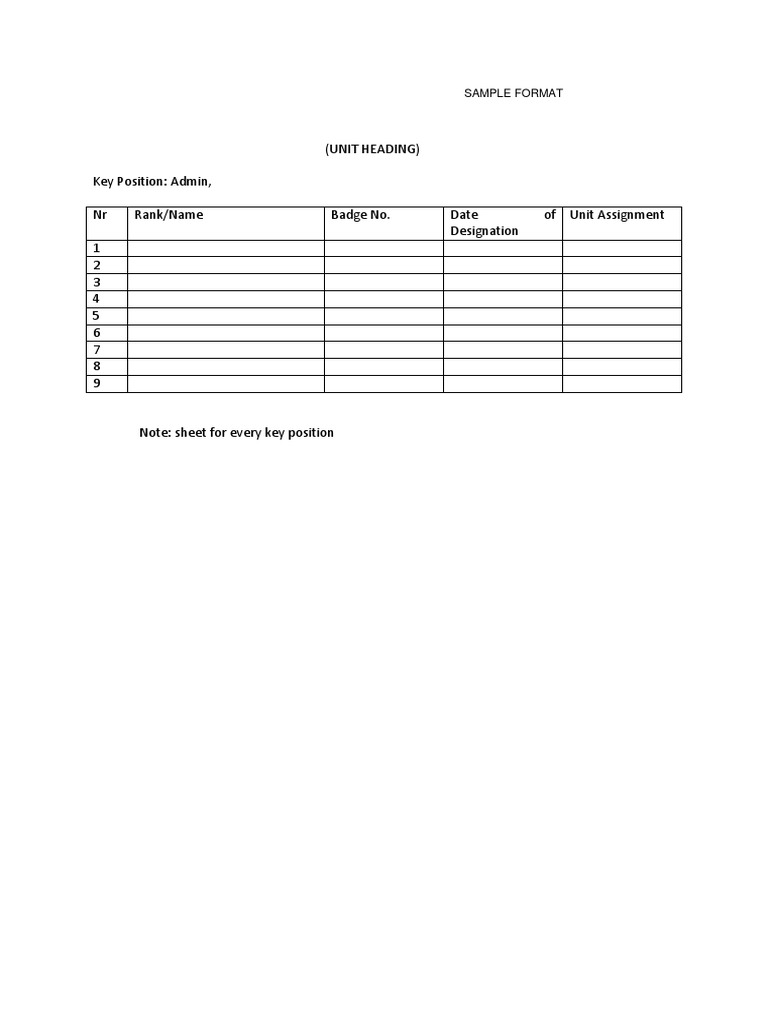 Sample Format Tna | PDF