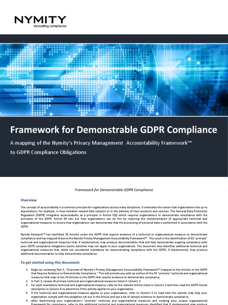 Accountability Roadmap For Demonstrable GDPR Compliance PDF | PDF ...