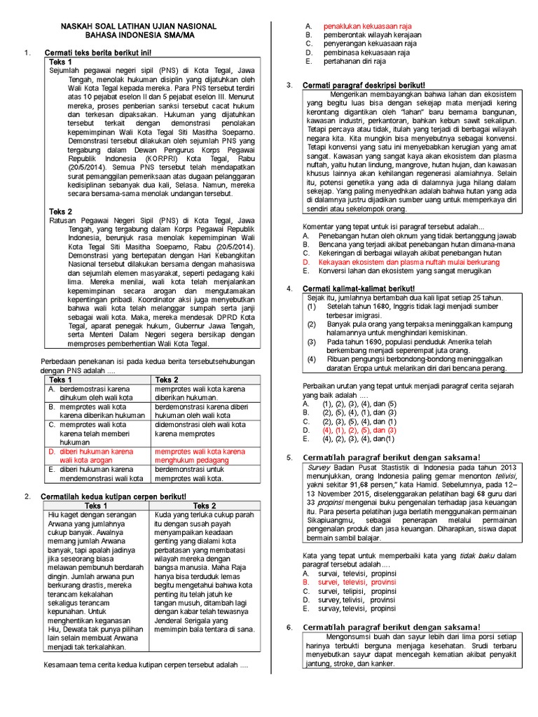 Soal Latihan Un 2019 | PDF Soal Latihan Un 2019 | PDF