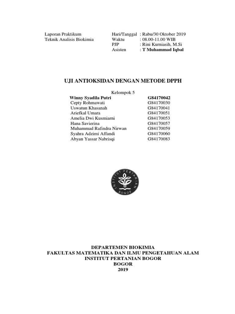 Uji Aktivitas Antioksidan Metode DPPH | PDF