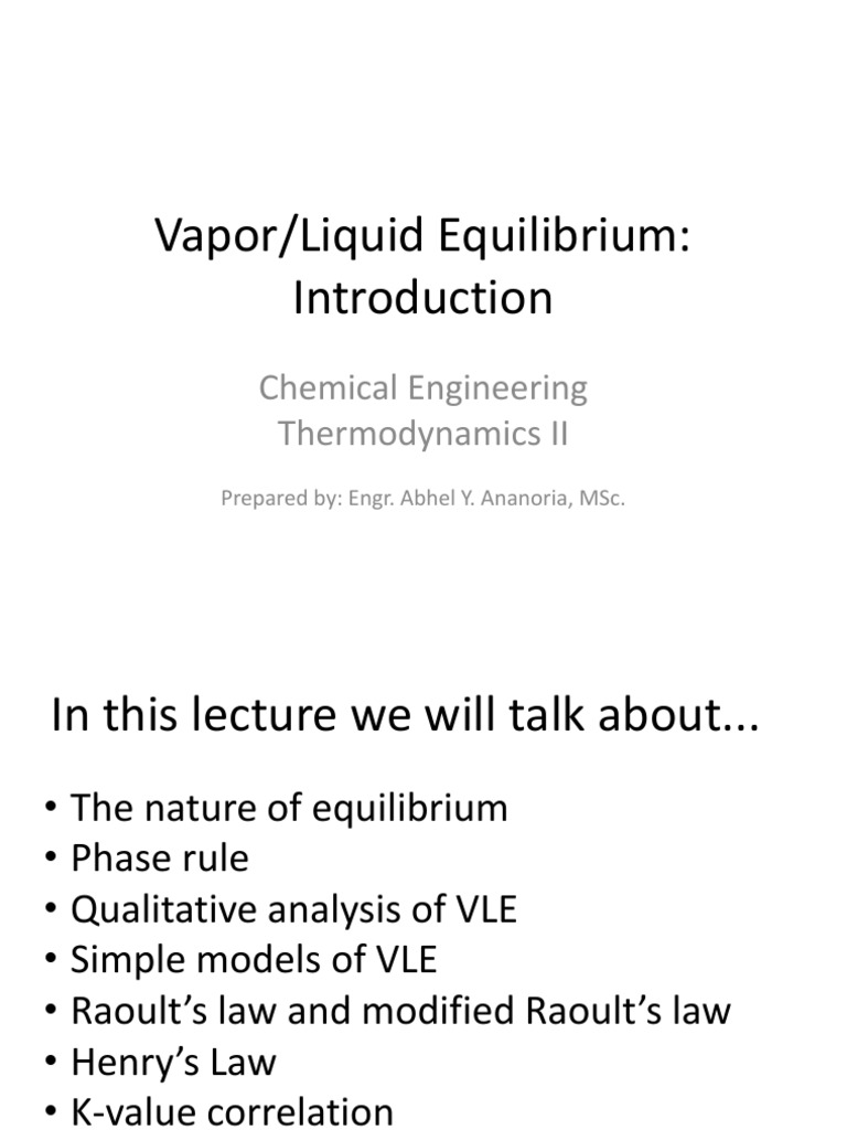 Vapor-Liquid Equilibria | PDF | Phase Rule | Phase (Matter)
