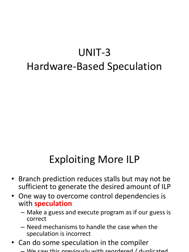 UNIT-3 Hardware-Based Speculation | PDF | Central Processing Unit | Computer Architecture
