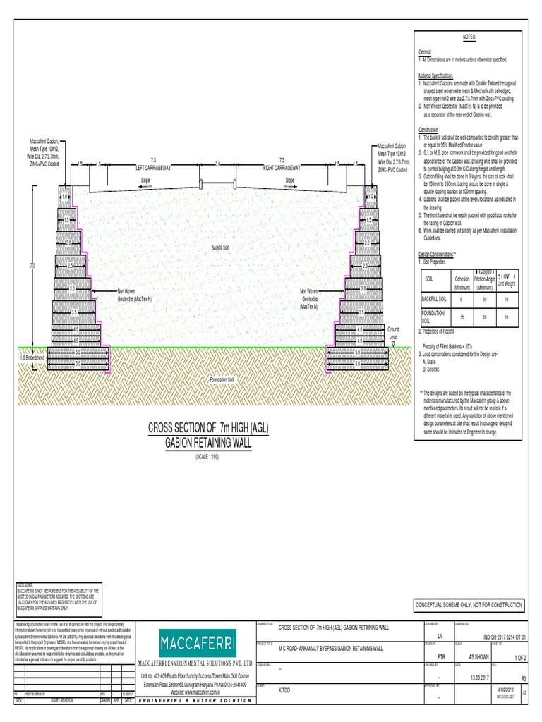 Typical Section For Gabion Wall | PDF | Foundation (Engineering) | Geotechnical Engineering