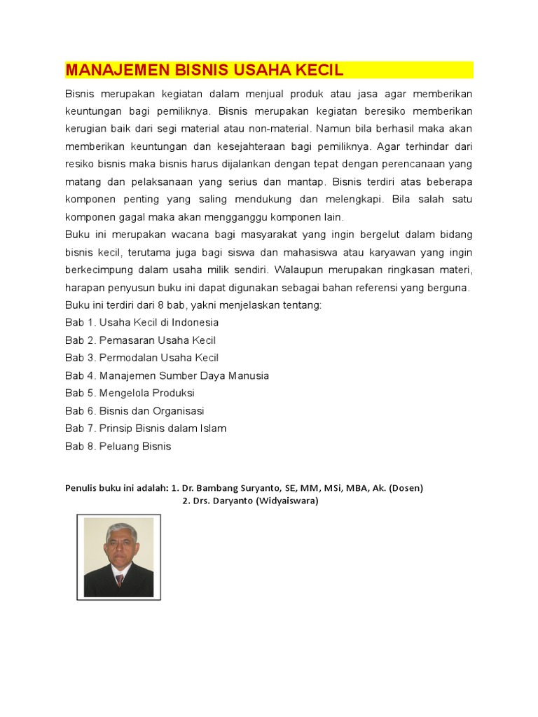 Sinopsis - Manajemen Bisnis Usaha Kecil | PDF