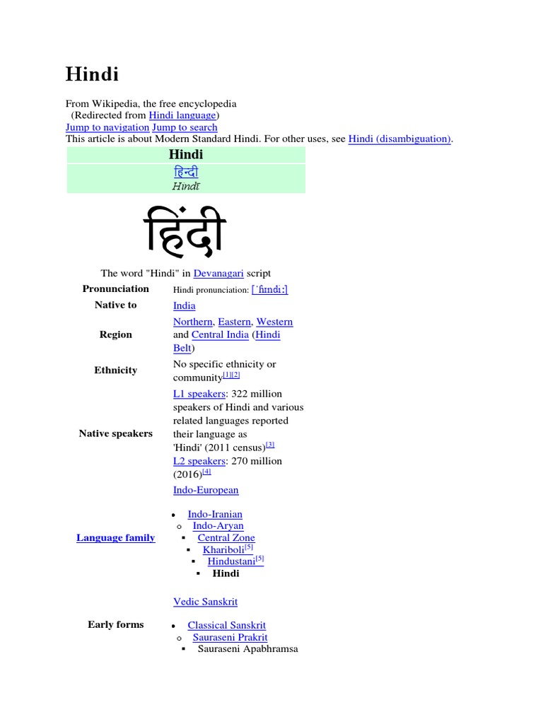 An Overview of the Hindi Language: History, Status, and Key Facts | PDF ...