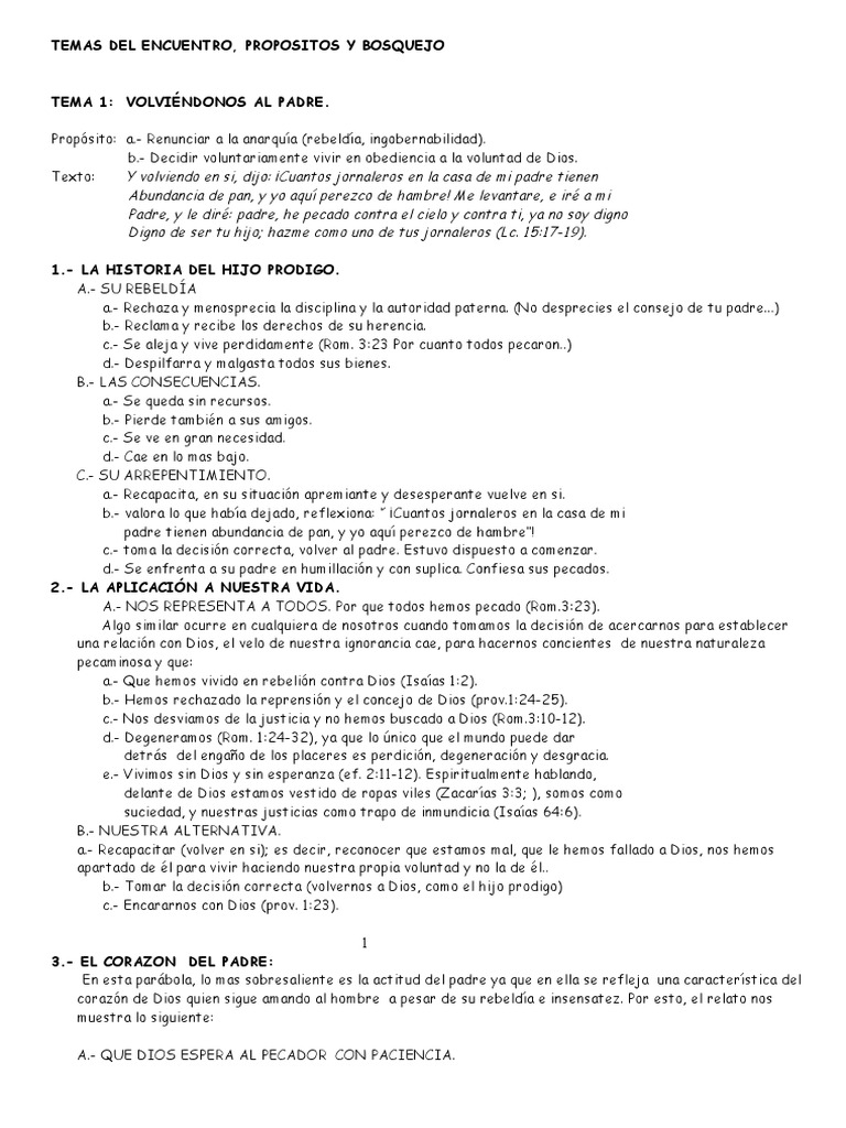 Temas de Encuentro 1-4 | PDF | Pecado | Jacob