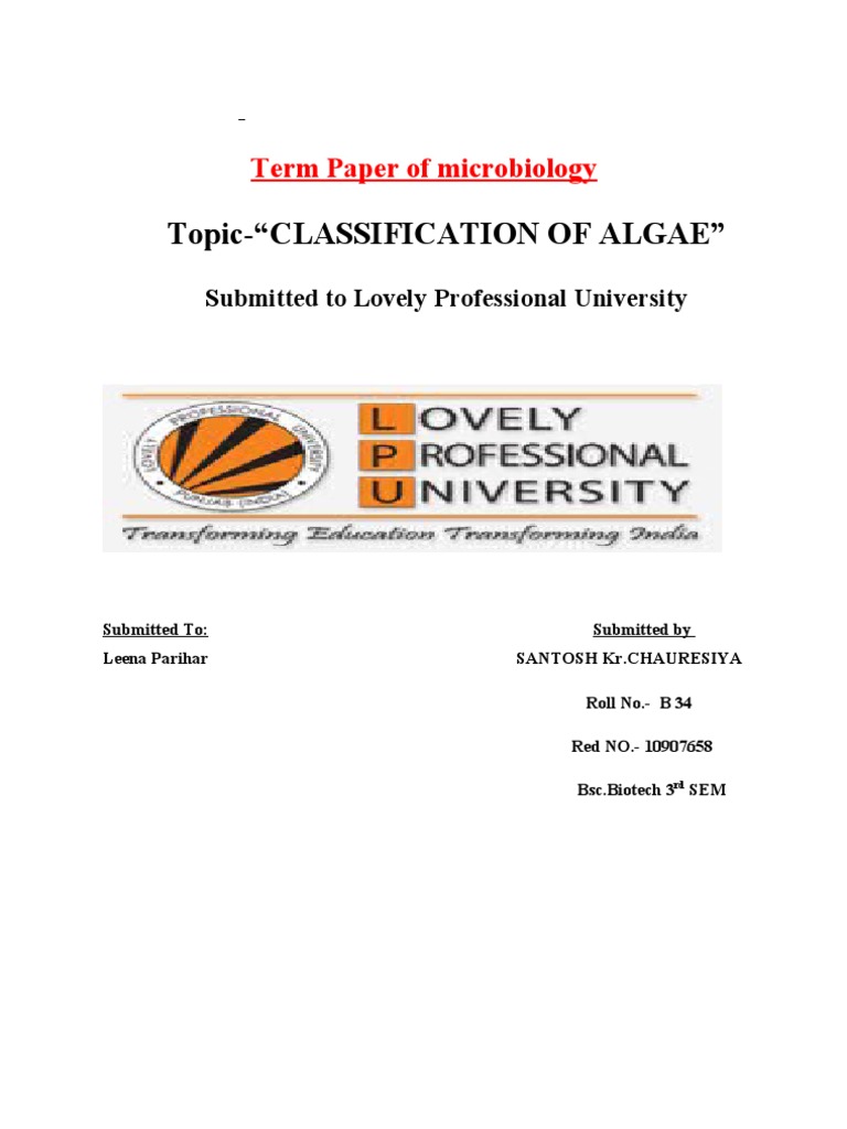 Term Paper Microbiology | PDF | Sexual Reproduction | Algae