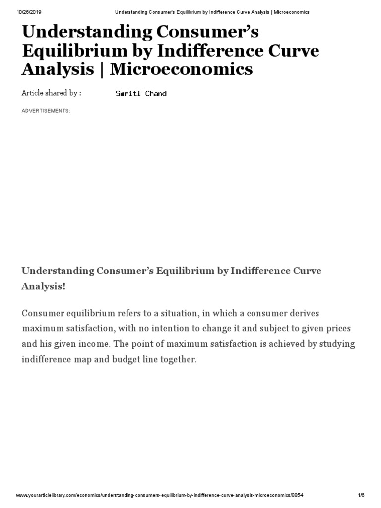 Understanding Consumer S Equilibrium By Indifference Curve Analysis
