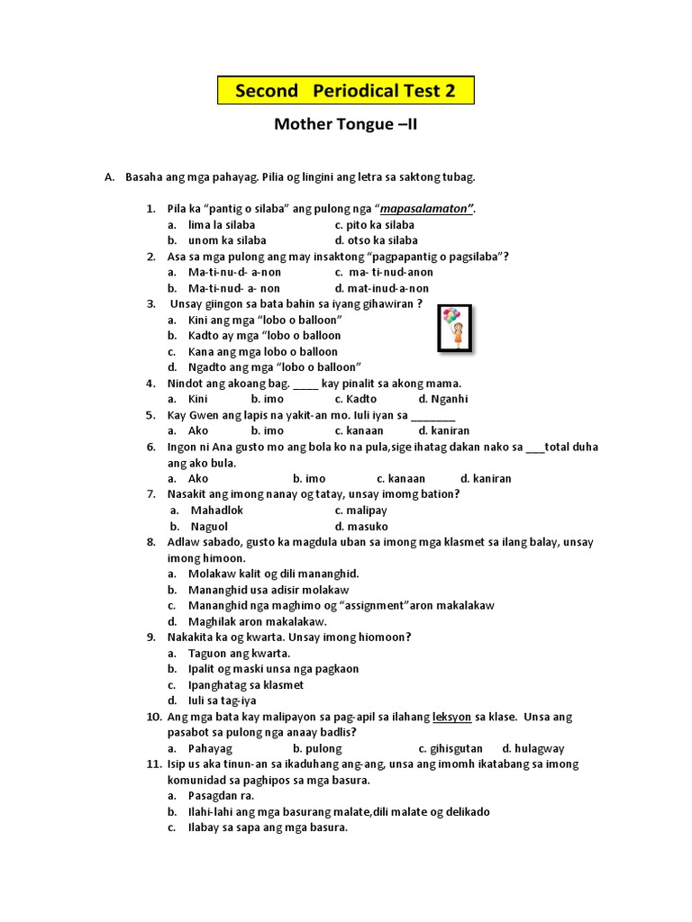 MTB 2 Second Periodical Test 1 | PDF