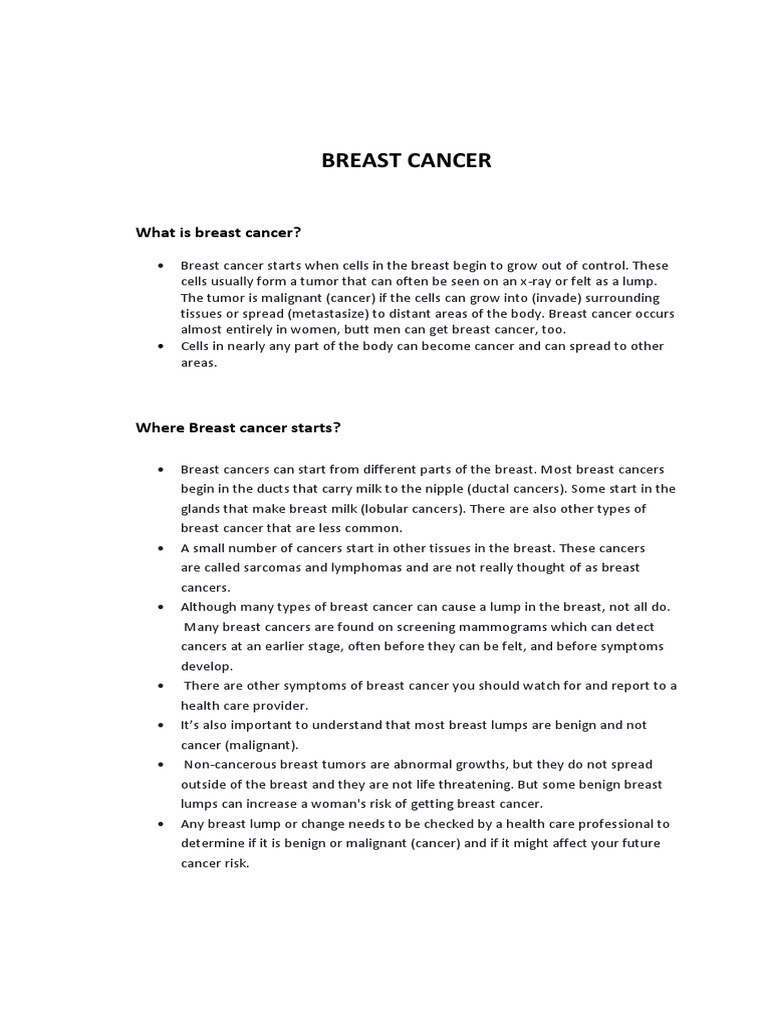 What Is Breast Cancer | PDF | Breast Cancer | Lymphatic System