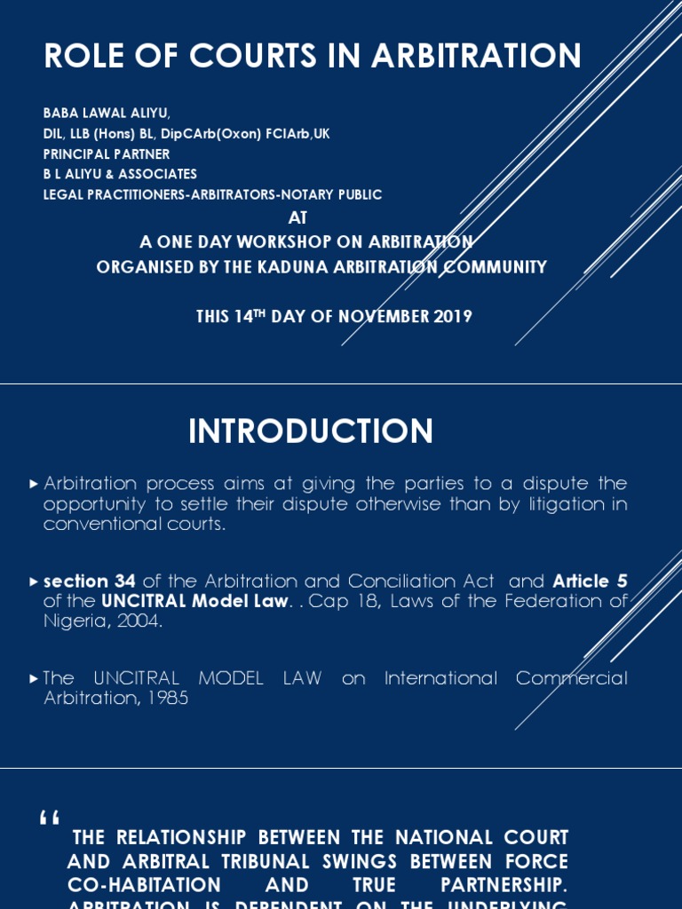 Role of Courts in Arbitration | PDF | Arbitration | Arbitral Tribunal