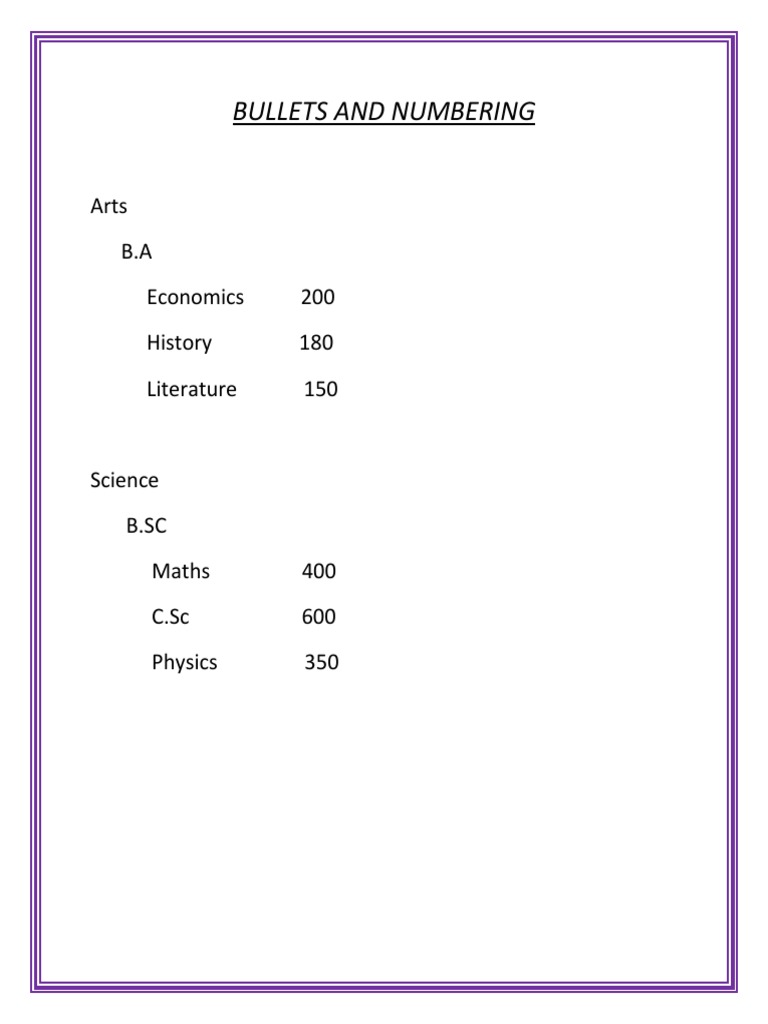Bullets and Numbering | PDF