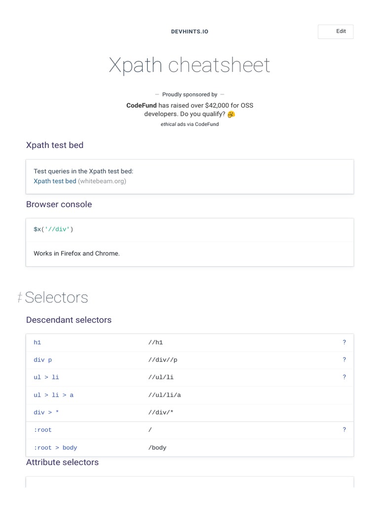 Xpath Cheatsheet | Download Free PDF | Software Engineering | Computer ...